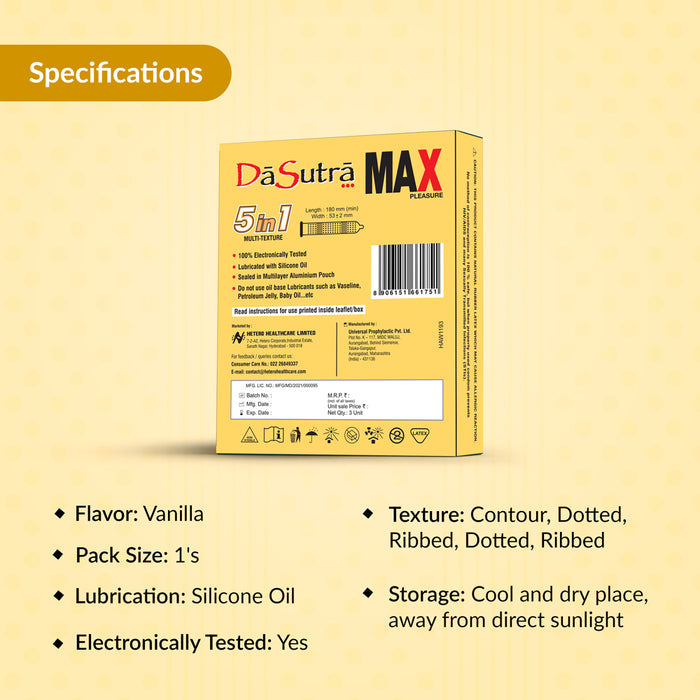 DaSutra Max Pleasure Condoms - With 396 dots | 5in1 multi-textured con ...
